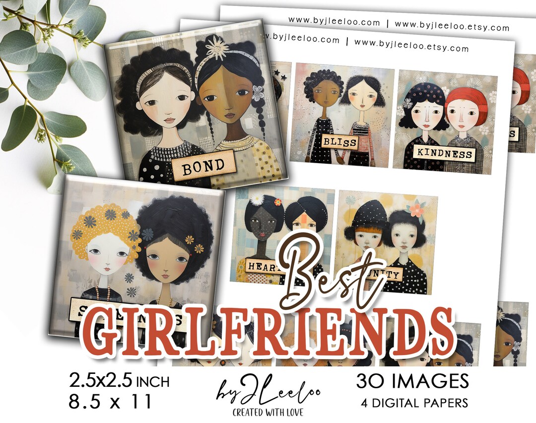 BEST GIRLFRIENDS 2.5x2.5 Inch Printable | Gift for Friend Supplies ...