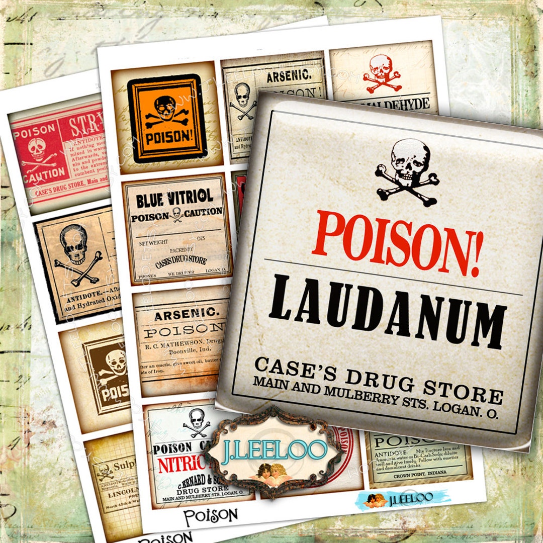 Digital Collages POISON 2.5 Inch Square Paper Goods for - Etsy