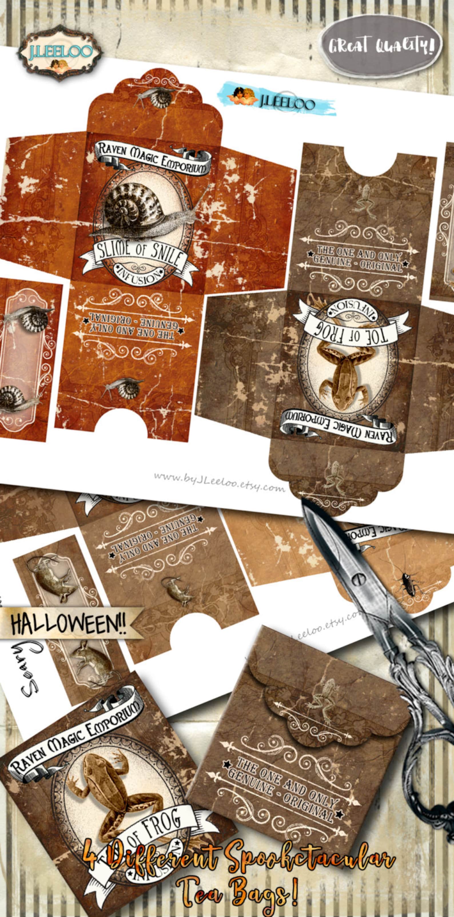 SCARY TEA Printable Tea Bag Holder Envelopes Spooky Party - Etsy