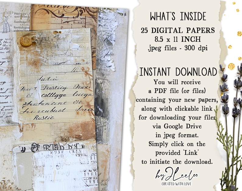 FRENCH RUSTIC Fake Vintage Papers | Romantic Junk Journal Pages ...