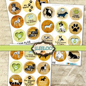 Digital Paper I LOVE MY DOG 2.5 Inch Circle Puppies Quote Love Friends ...