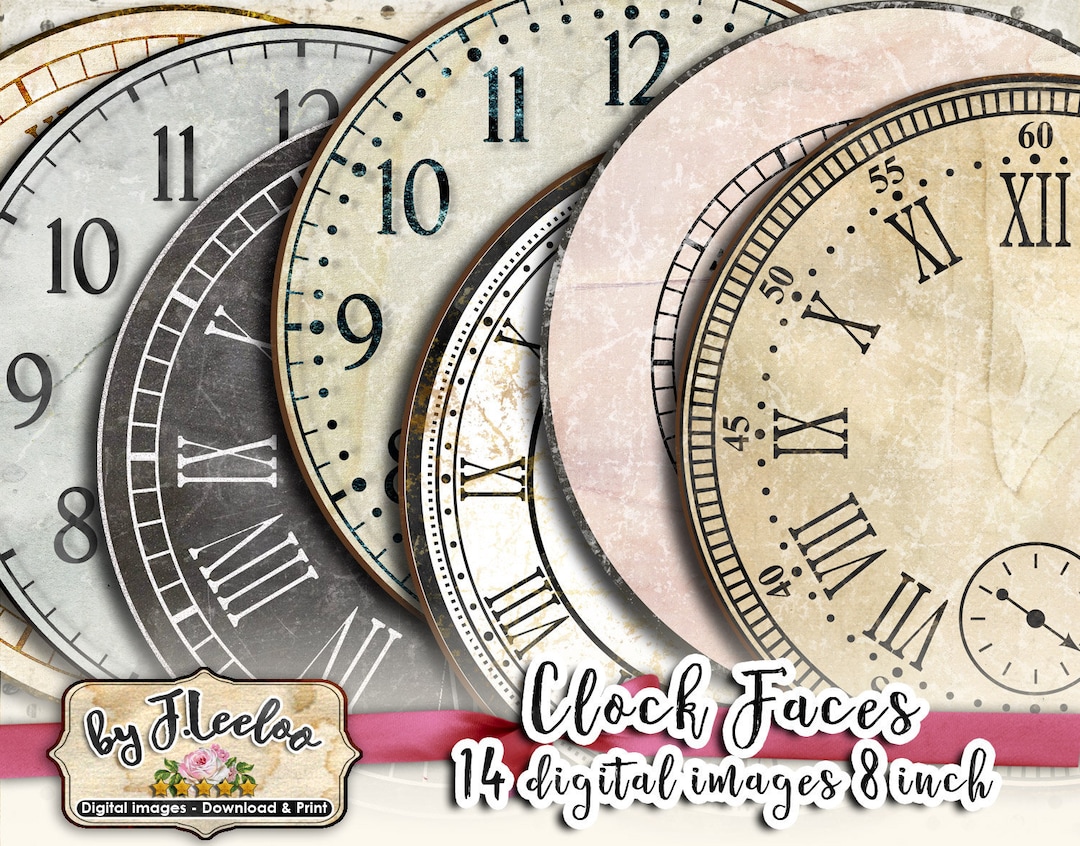 FACE CLOCK 8 Inch Circle Printable Vintage Jpeg Clipart Vintage Home ...