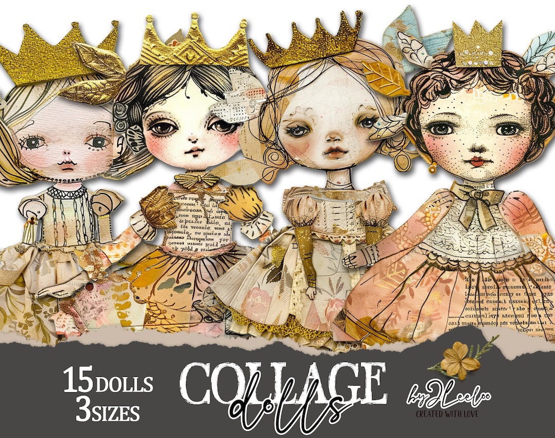 COLLAGE DOLLS Paper Doll Printable Junk Journal Cut off | Paper Dolls ...