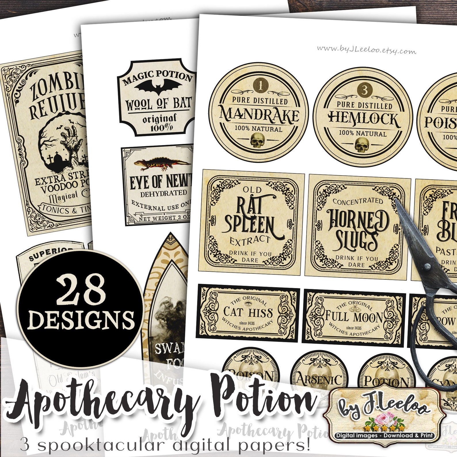 APOTHECARY POTION Printable Tags Label Bottle Jar Labels Halloween ...