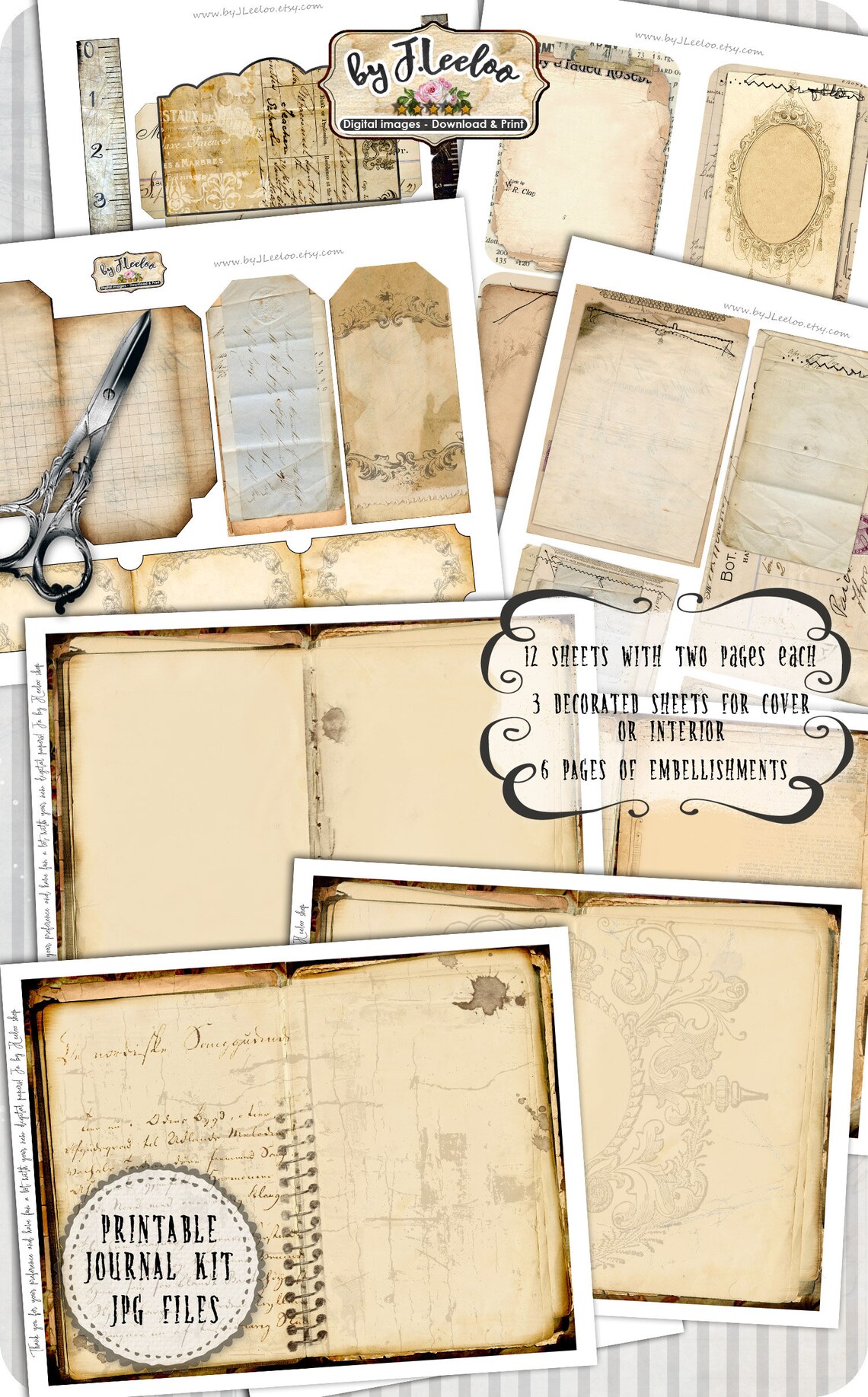 JUNK JOURNAL KIT Distressed Vintage Journal Kit Crafting - Etsy