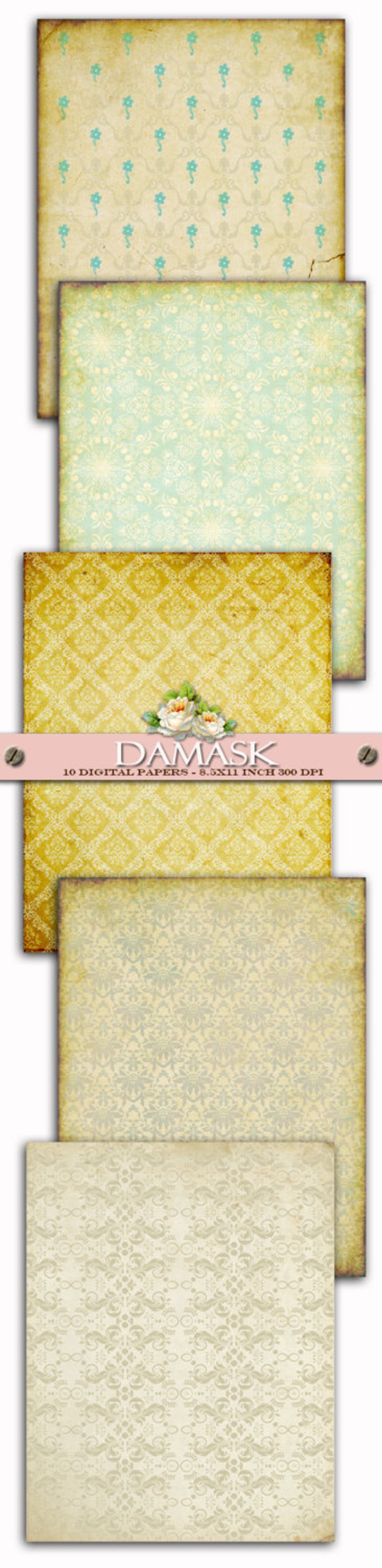 DAMASK 10 Large Digital Collage Sheets Papers for Scrapbook - Etsy