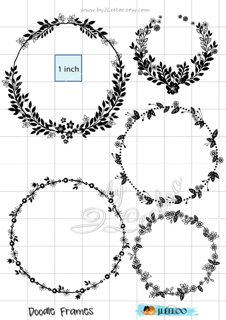 DOODLE FRAMES Digital Clip Art Printable Adorable Whimsical - Etsy