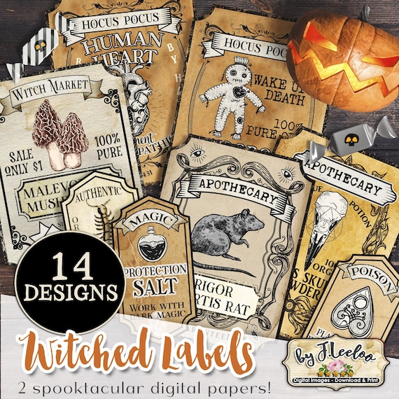 WITCHED LABELS Printable Apothecary Bottle Jar Labels Potion & - Etsy