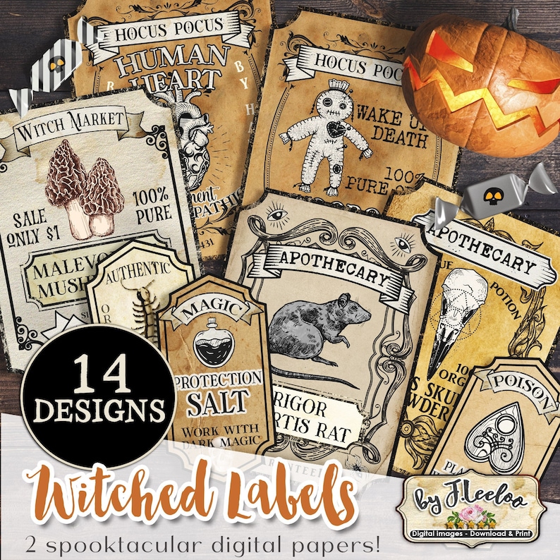 WITCHED LABELS Printable Apothecary Bottle Jar Labels Potion & Poison ...