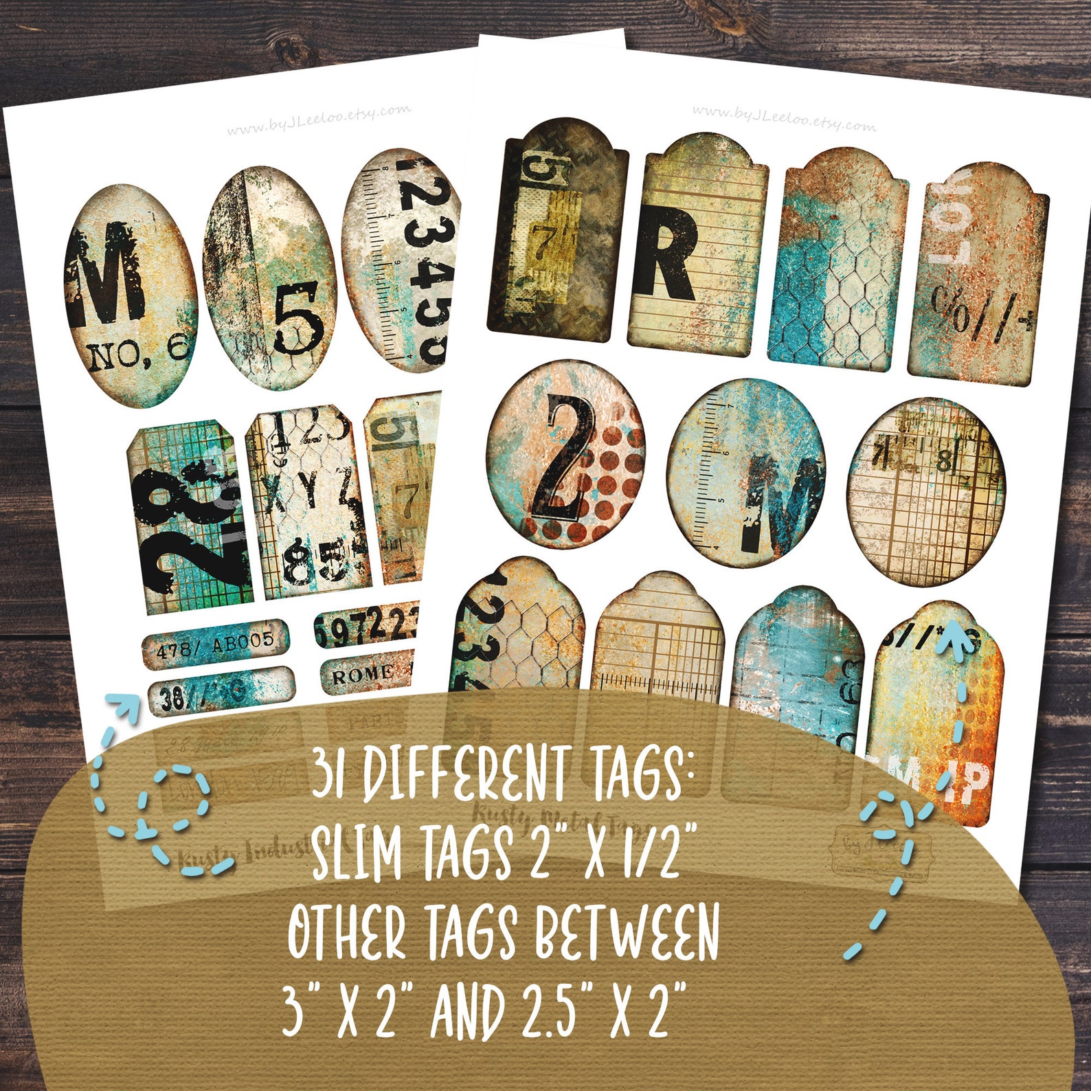 RUSTY INDUSTRIAL Tags Printable Steampunk Vintage Ephemera Junk Journal ...