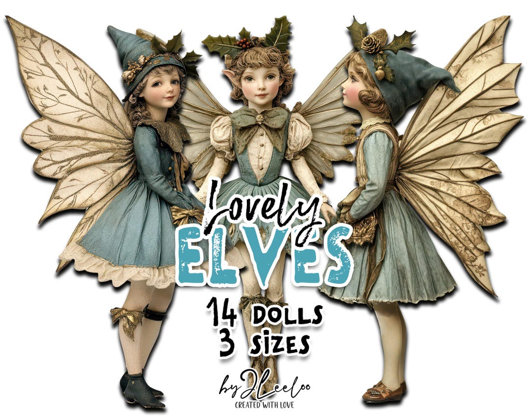 LOVELY ELVES 42 Paper Dolls 3 Sizes Printable PNG & Jpeg | Faeries Clip ...