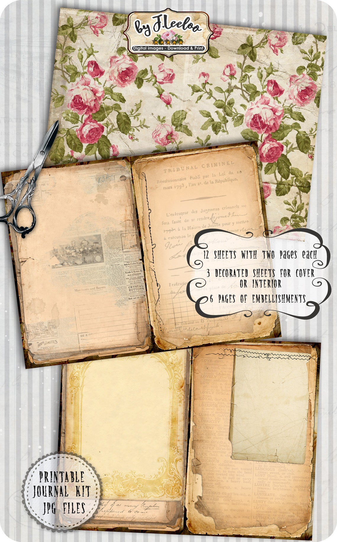 JUNK JOURNAL KIT Distressed Vintage Journal Kit Crafting - Etsy