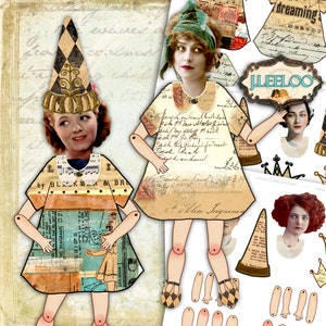 PARTY PAPER DOLL Digital Altered Art Digital Collage Sheet for Journal ...