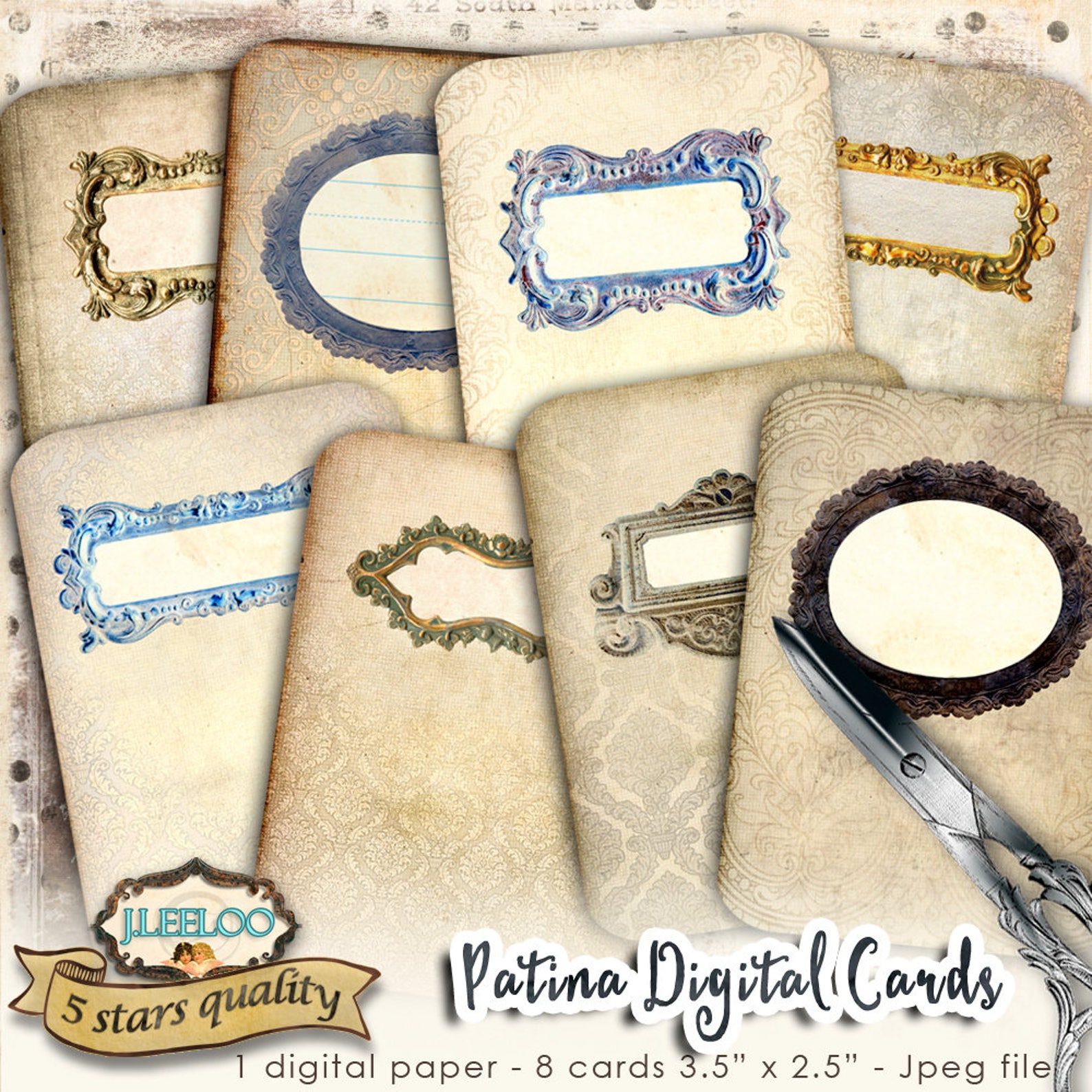 PATINA Cards Tags Writable Digital Printable Collage Sheet - Etsy