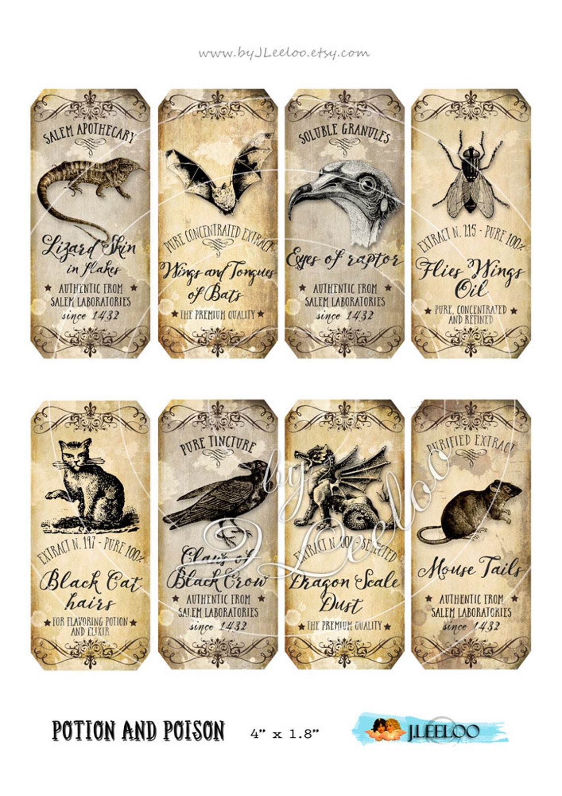 POTION and POISON Printable Tags Label Bottle Jar Labels - Etsy
