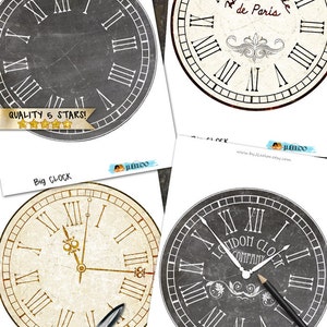 BIG CLOCK 8 Inch Circle Home Decor | Jpeg Clipart Vintage Chalkboard ...