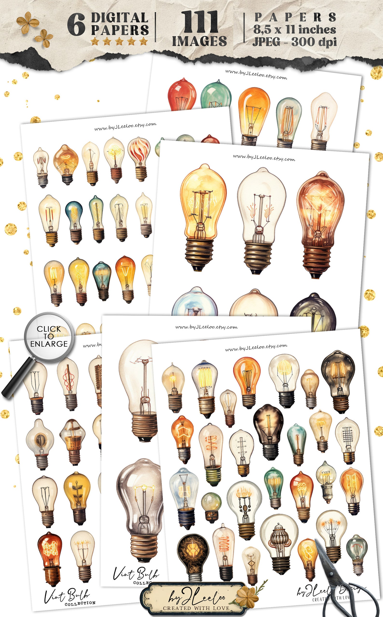 VINT BULB Fussy Cut Steampunk Printable | Industrial Vintage Ephemera ...