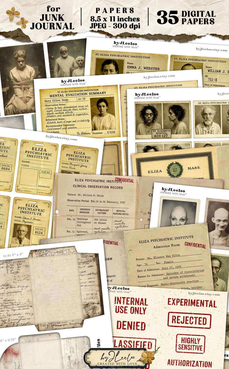WARD-7 Forgotten Files | 35 Vintage Asylum Ephemera Sheets, Mental ...
