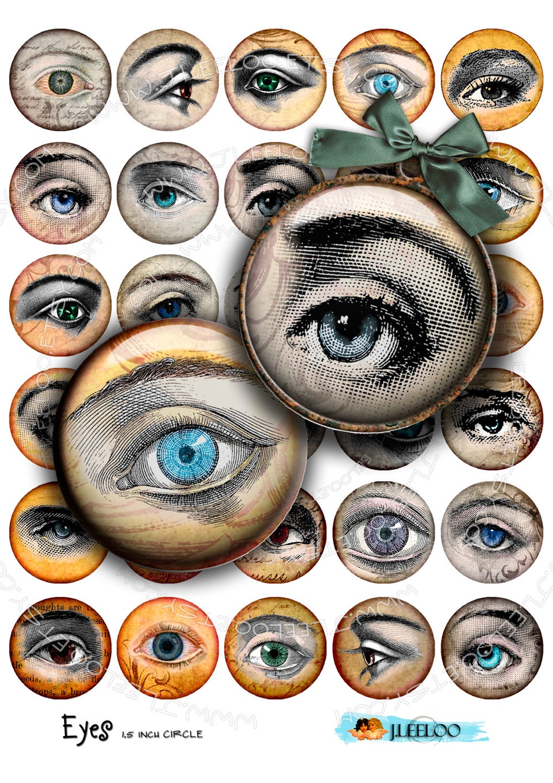 Digital Collage Sheet EYES Images 1.5 Inch Circle for Pendants - Etsy