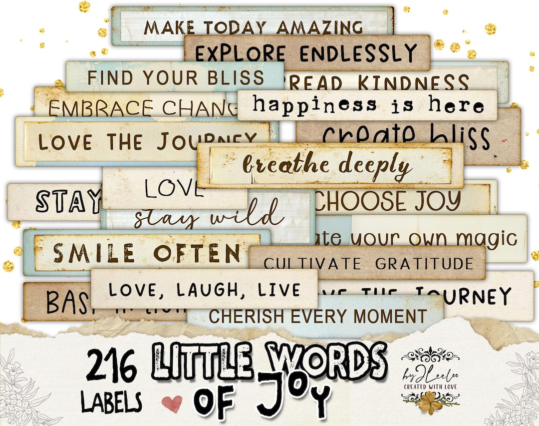 LITTLE WORDS of JOY Text Labels | Vintage Ephemera for Junk Journal ...