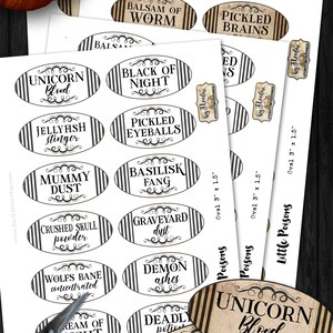 LITTLE POISONS Vintage Jar Labels Apothecary Witch Halloween Bottle ...