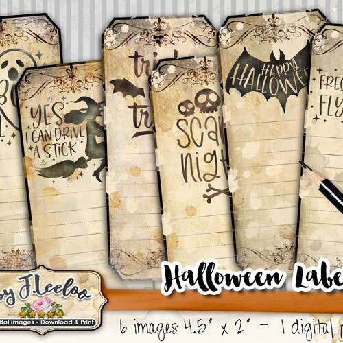 Halloween Postcards Vintage Halloween Tags Altered Digital | Etsy