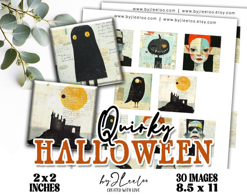 QUIRKY HALLOWEEN 2x2 Inch Printable | Digital Supplies Square Pendants ...