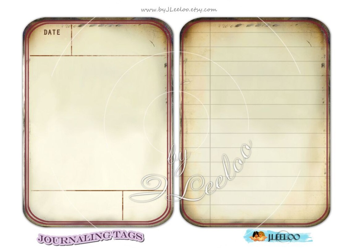 JOURNALING TAGS editable cards vintage for scrapbook journal | Etsy