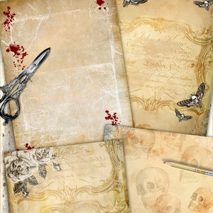 HALLOWEEN PAPERS Large 8.5x11 Inch Papers Gothic Distressed Scrapbook ...