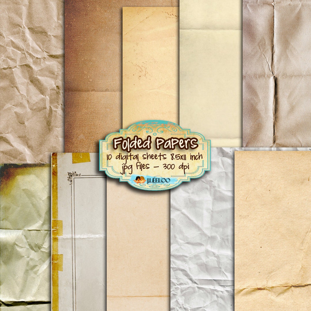 FOLDED PAPERS 10 Large Digital Papers Digital Collage Sheet for ...
