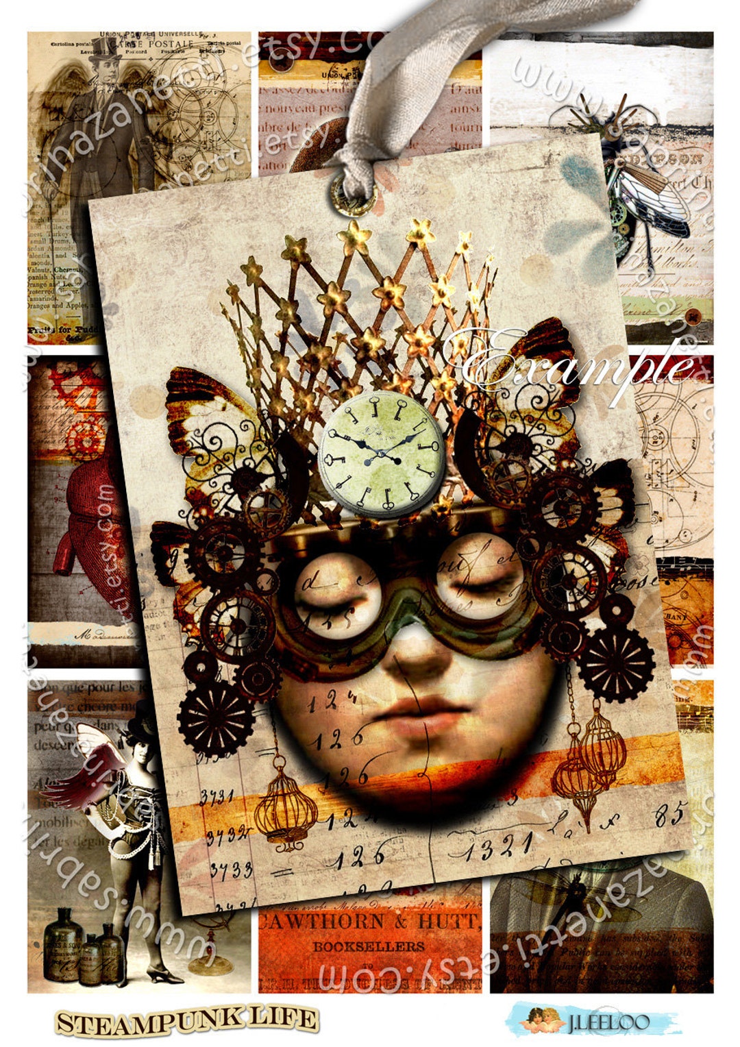 STEAMPUNK LIFE Printable Vintage Aceo Size Gift Tags Digital Collage ...