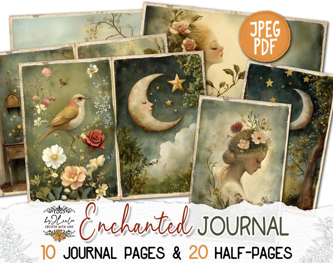 ENCHANTED JOURNAL Junk Journal Pages Printable | Mystical Romantic ...