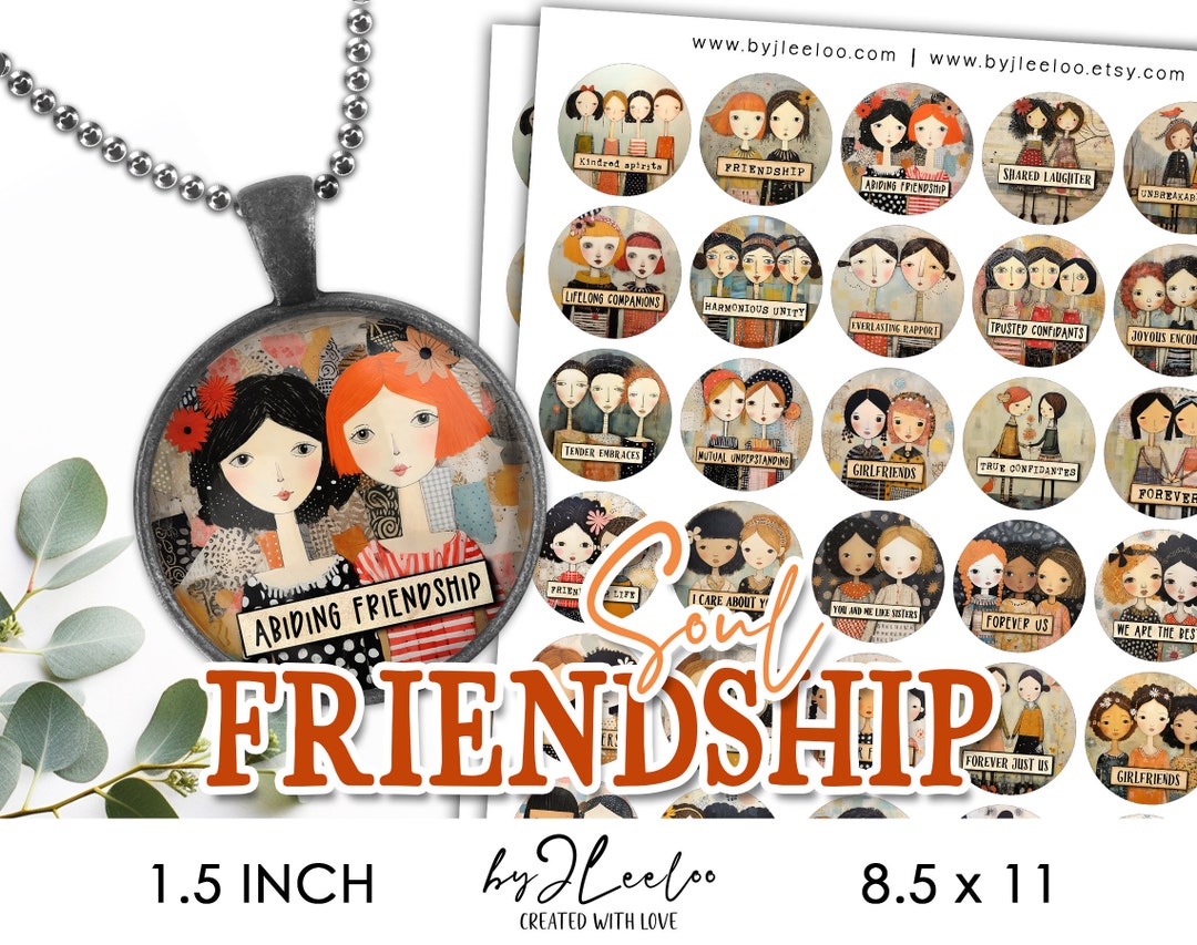 SOUL FRIENDSHIP 1.5 Inch Printable Illustration | Supplies Round ...