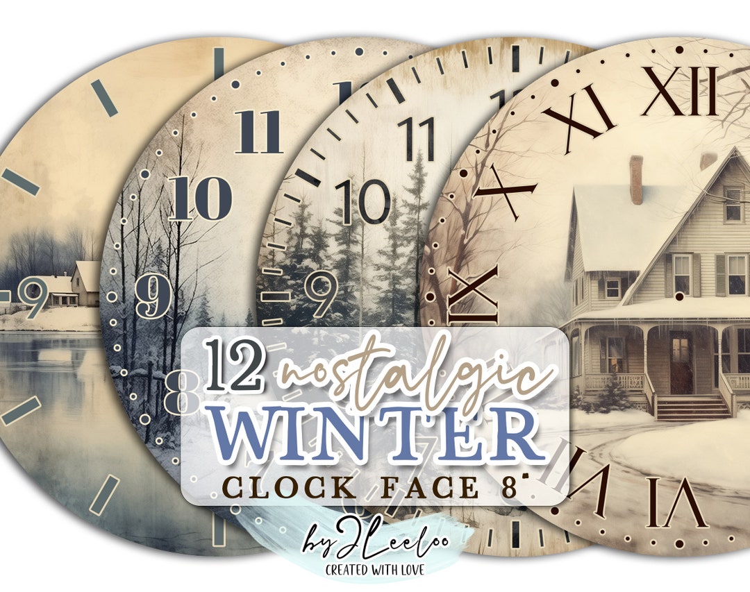 NOSTALGIC WINTER 8 Inch Circle Printable Clock Face Making | Vintage ...