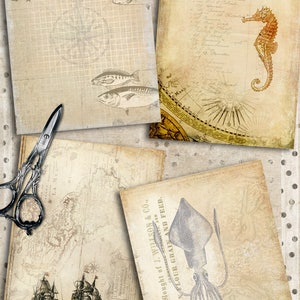 NAUTICAL Digital Papers Scrapbook Journal Art Bookmaking Pages ...
