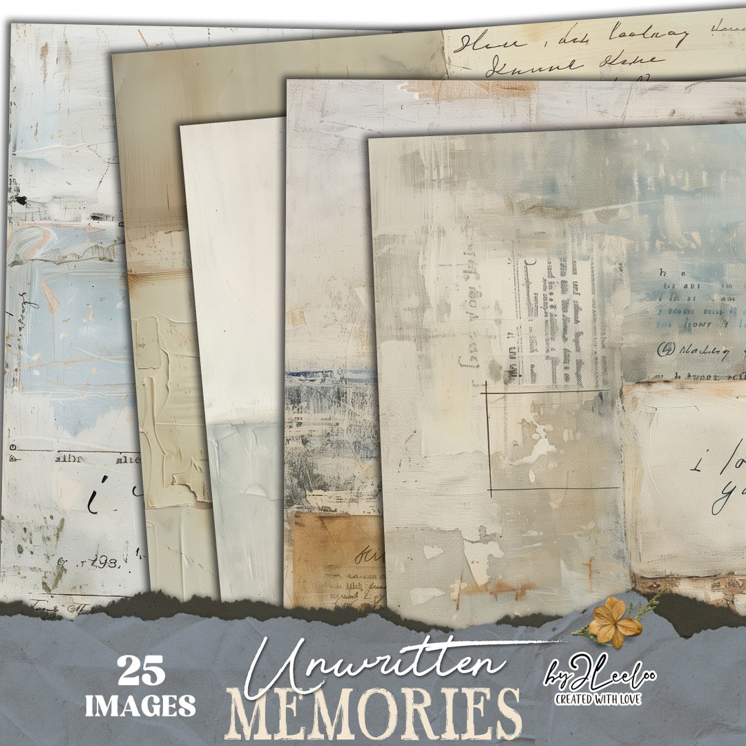 UNWRITTEN MEMORIES Vintage Pages Old Textured Card Junk Journal Diary ...
