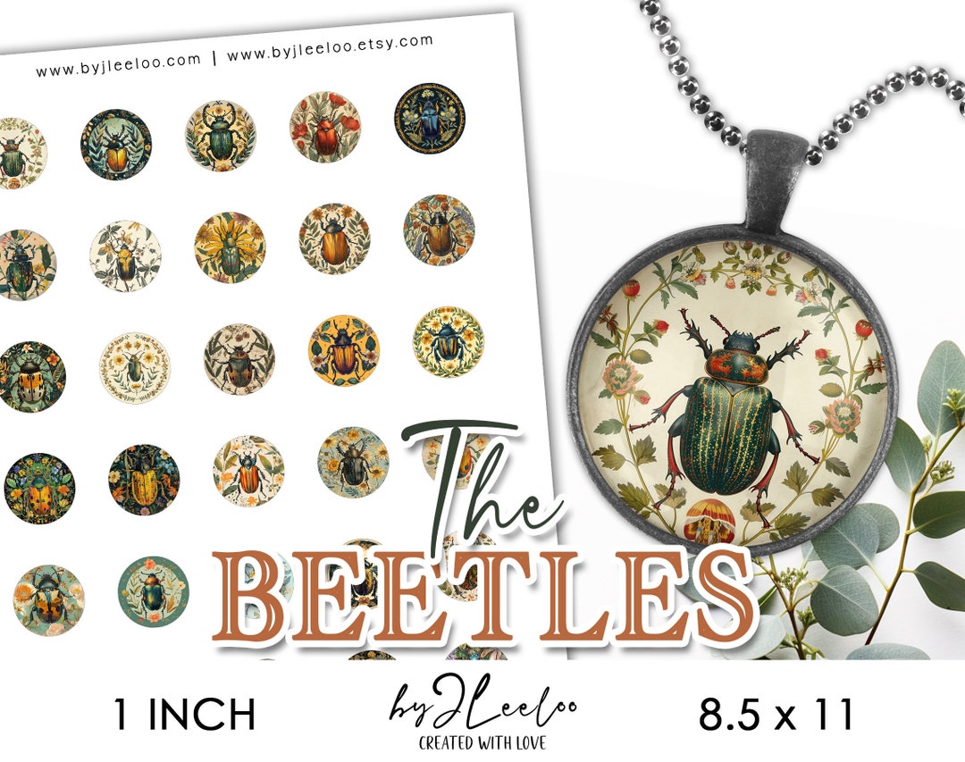 THE BEETLES 1 Inch Printable | Supplies Round Pendants Jewelry Sticker ...