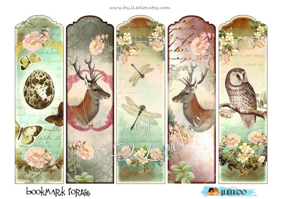 BOOKMARK FOREST Printable Bookmarks Deer Owl Nature Images - Etsy