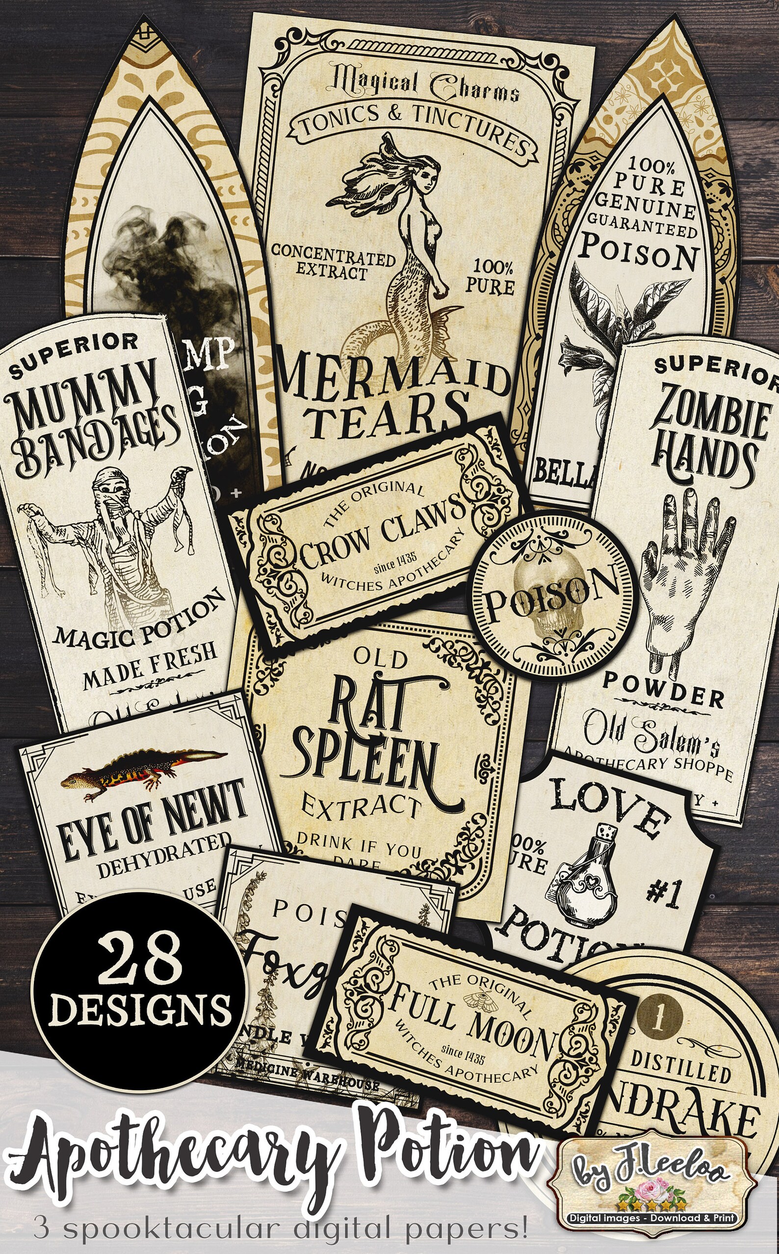 APOTHECARY POTION Printable Tags Label Bottle Jar Labels Halloween ...