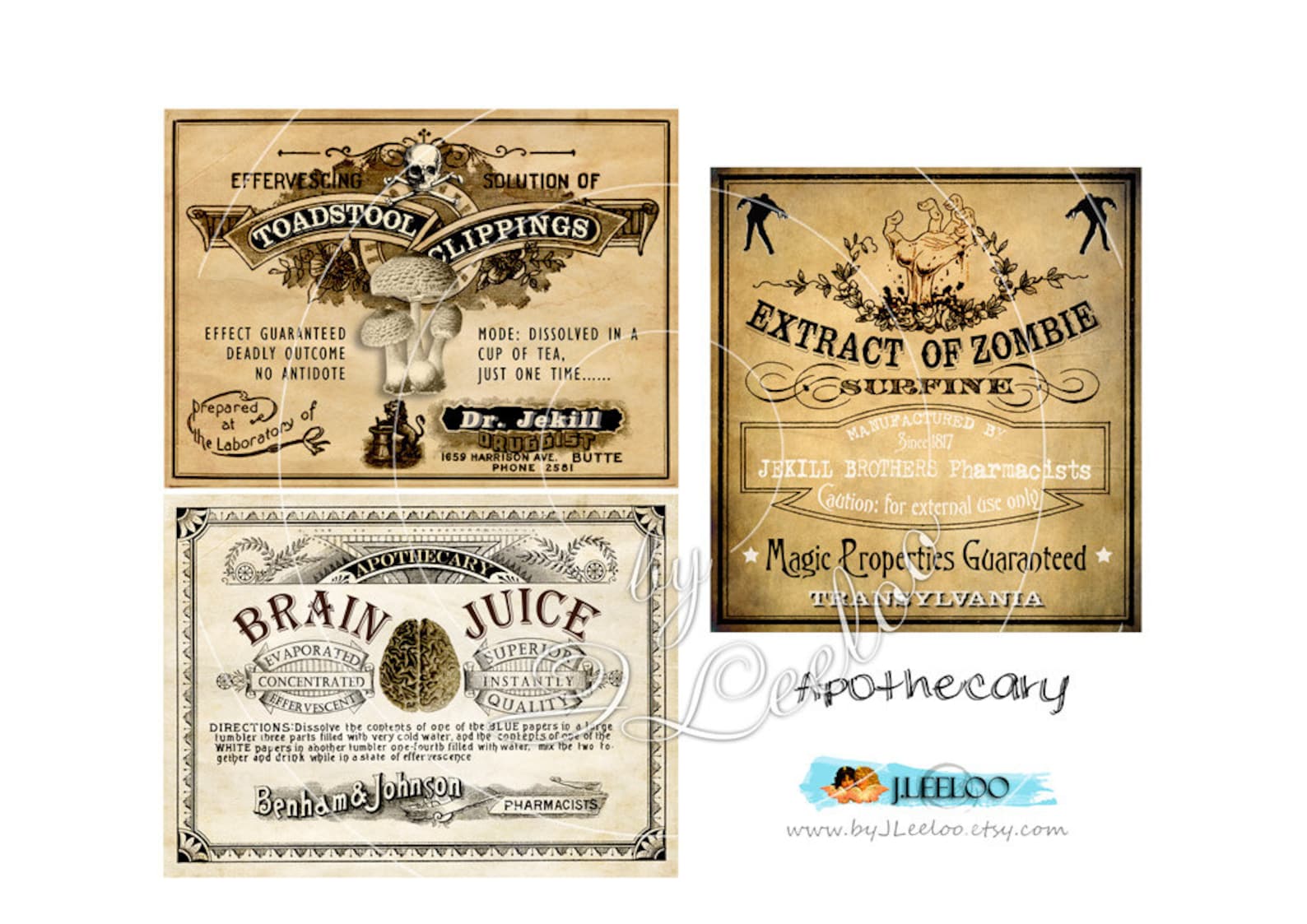 APOTHECARY Printable Poison Bottle Jar Label Gift Tag Halloween Instant ...