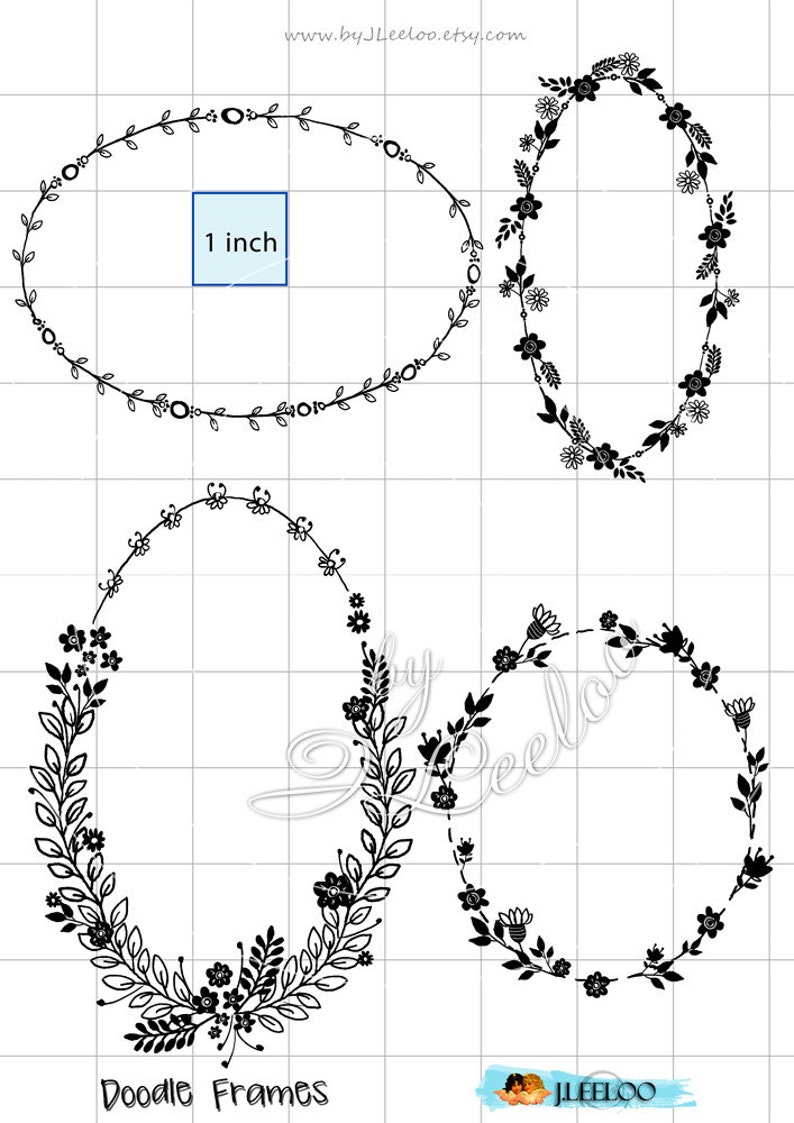 DOODLE FRAMES Digital Clip Art Printable Adorable Whimsical - Etsy