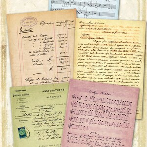 OLD HANDWRITING 10 Vintage Documents Digital Collage Sheet 5x7 Inch ...