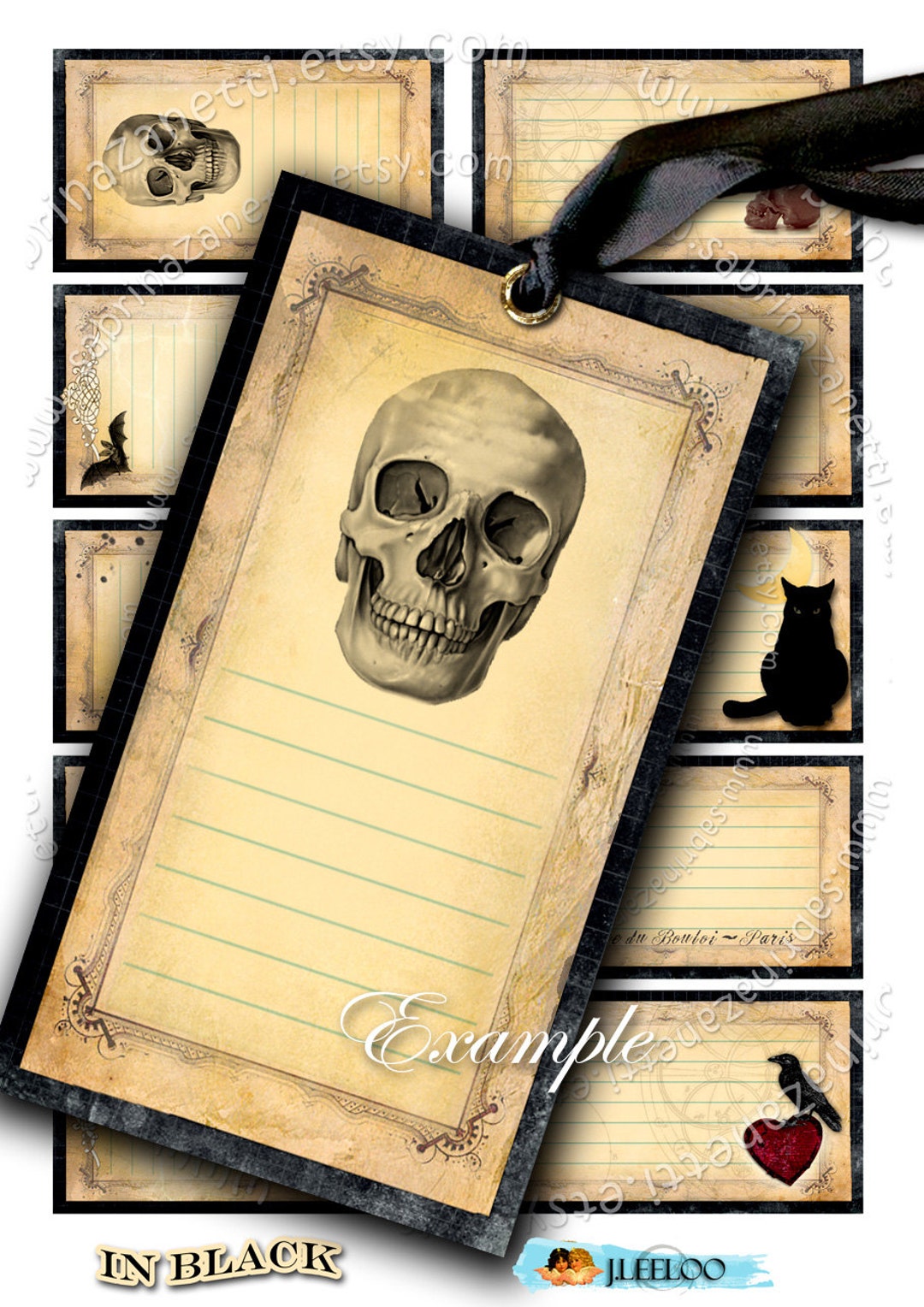 IN BLACK Label Tags Jewelry Holder Gothic Halloween for Craft Art ...