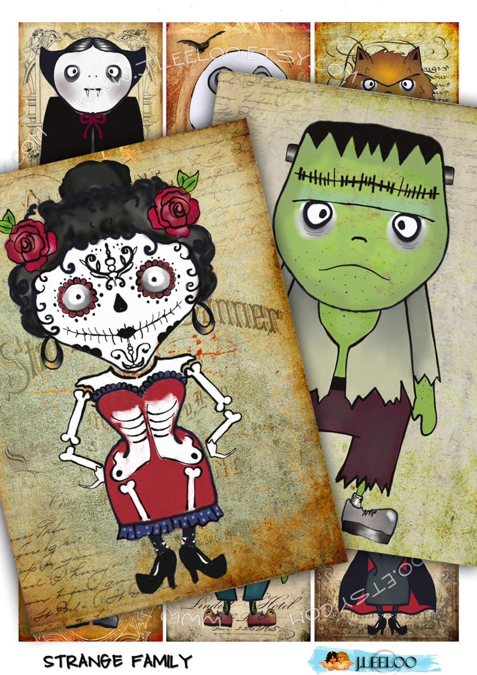 STRANGER FAMILY Printable Halloween Label Tags Card Party Invitation ...