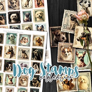 Fake DOG STAMPS Postage Png Printable | Junk Journal Cute Puppies ...