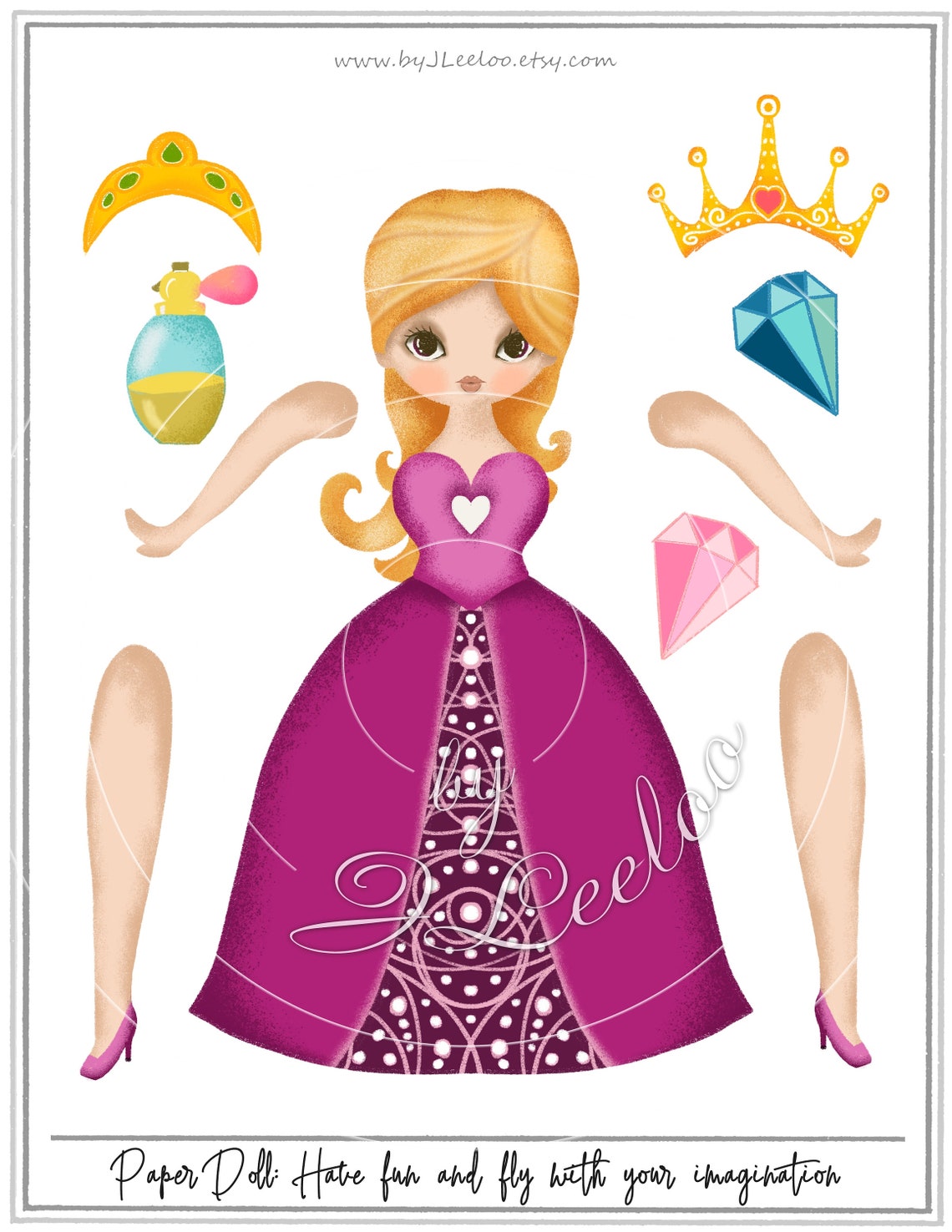 PRINCESS PAPER DOLL 3 Digital Papers Altered Art Journal Page | Etsy