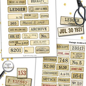 VINTAGE ARCHIVE CUTS Text Label Printable Word | Old Ledger Vintage ...