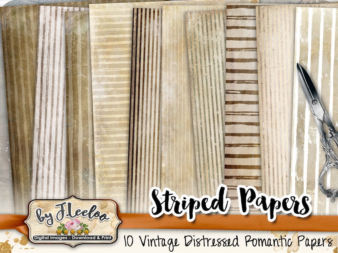 STRIPED PAPERS Large 8.5x11 Inch Digital Vintage Collage Sheet ...