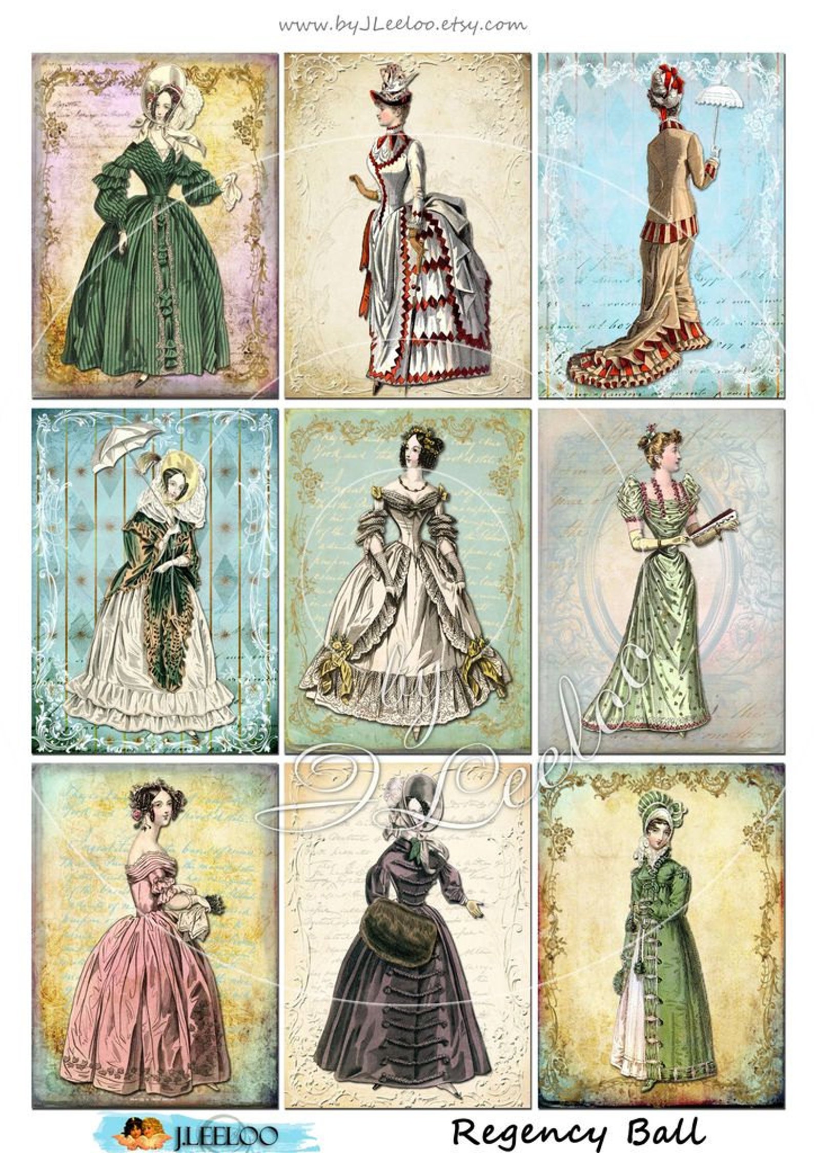 REGENCY BALL Atc Size Shabby Chic Scrapbook Background Digital | Etsy