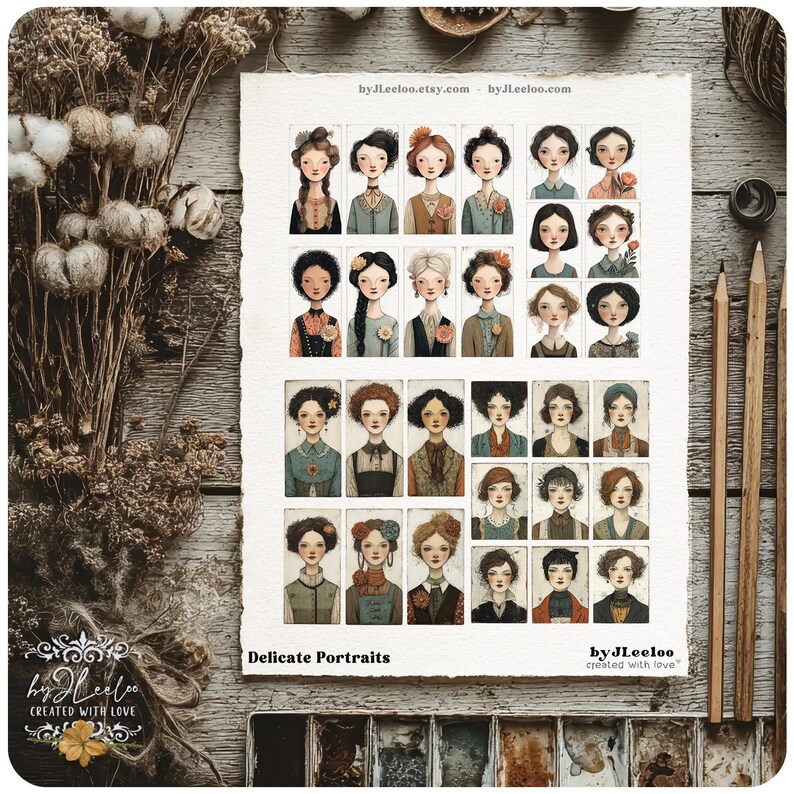 DELICATE PORTRAITS – Printable Vintage Illustration Sheets | Junk ...